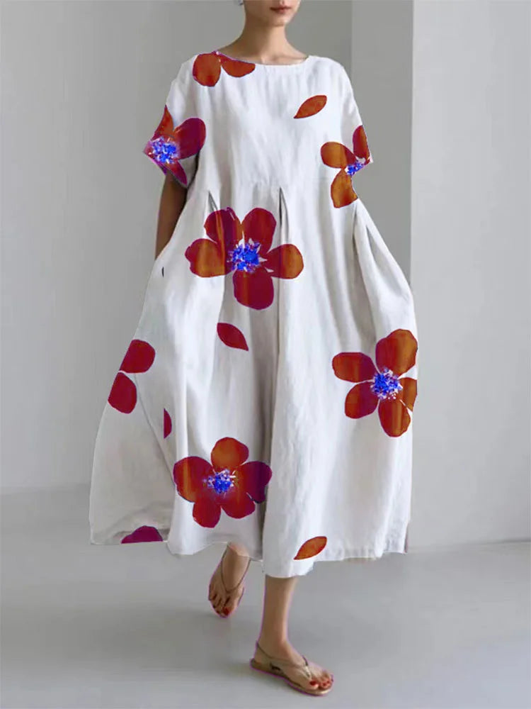 CATHERINE | Robe longue d'été à fleurs lumineuses et confort doux pour ...